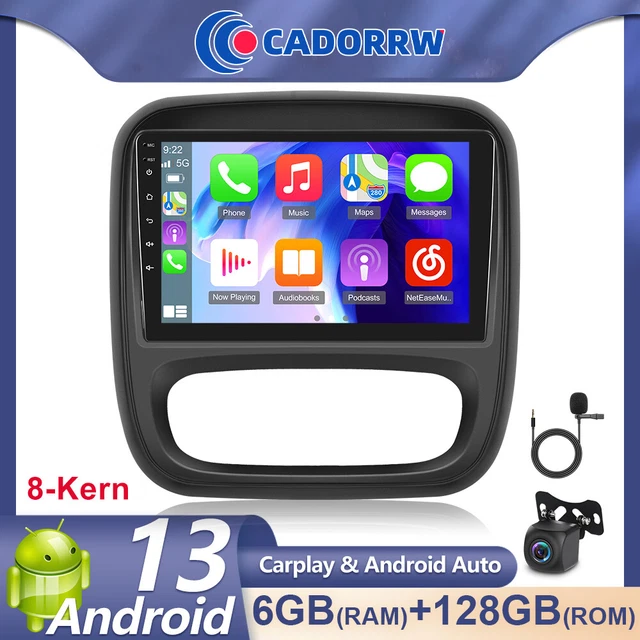 6GB+128GB 9& ANDROID 13 Autoradio CarPlay GPS Für Opel Vivaro B Renault ...