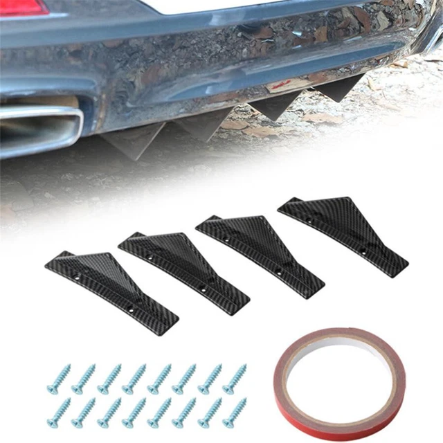 CAR REAR BUMPER Diffuser Shark Fin Curved Spoiler Lip Wing Splitter ...