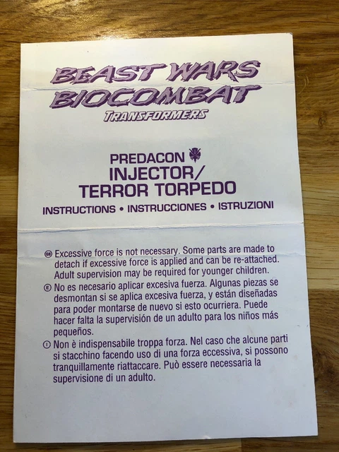 BEAST WARS BIOCOMBAT Transformers Injector Instructions £5.00 - PicClick UK