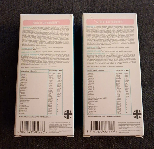 HAIRBURST HEALTHY HAIR Vitamins 60 Capsules. 2 X Boxes Included! Brand ...