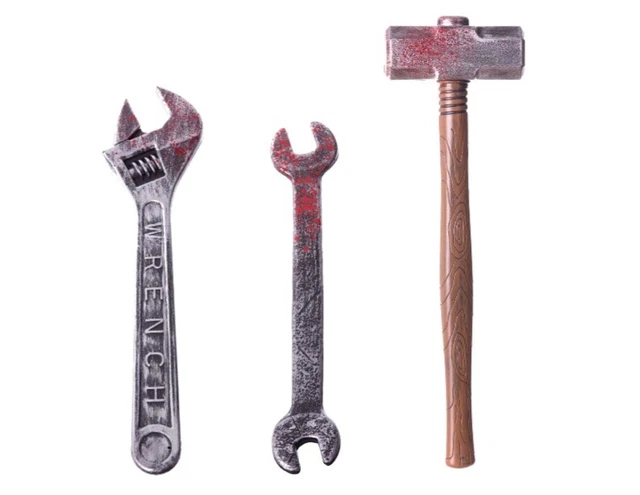 LARGE SPANNER WRENCH Hammer Mechanic Tool Horror Movie Prop Halloween ...