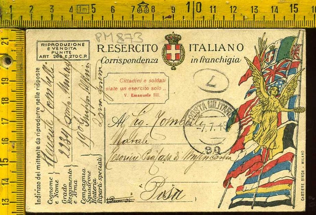PRIMA GUERRA FRANCHIGIA Posta Militare 90 Mitraglieri x Pisa pm 873 EUR 3,49 - PicClick FR