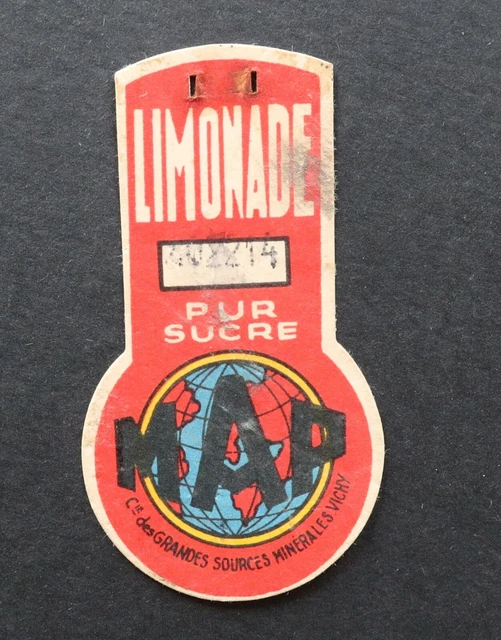 ANCIENNE ÉTIQUETTE LIMONADE MAP Source minérale de Vichy lemonade label ...