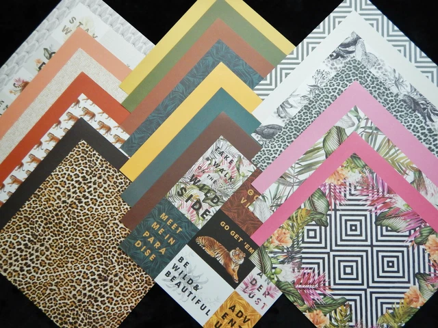 12X12 SCRAPBOOK CARDSTOCK Paper Wild Jungle Zoo Tiger Safari Tropical ...