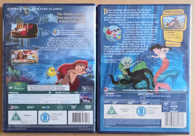 DISNEY THE LITTLE Mermaid 1 & 2- Return To The Sea Bundle DVD's Region ...