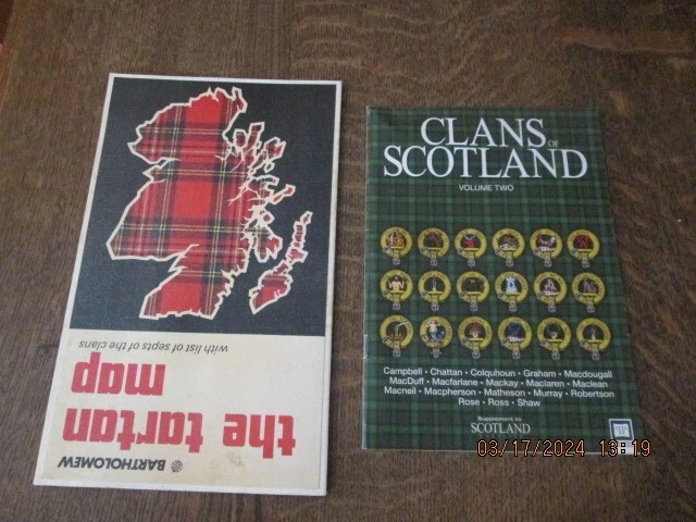 BARTHOLOMEW TARTAN MAPPA pieghevole 1975 & Clans of Scotland volume due ...