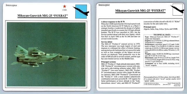 MIKOYAN-GUREVICH MIG-25 &FOXBAT& - Interceptor - Warplanes Collectors ...
