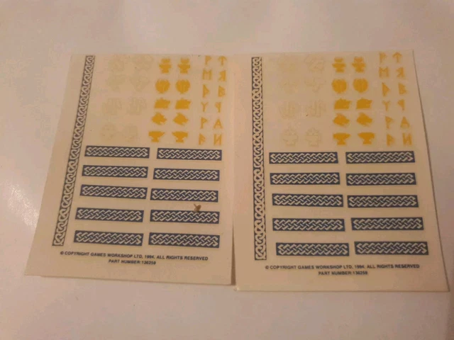 GAMES WORKSHOP WARHAMMER Dwarfs Dwarf Shield Decals Transfers Sheet × 2 ...