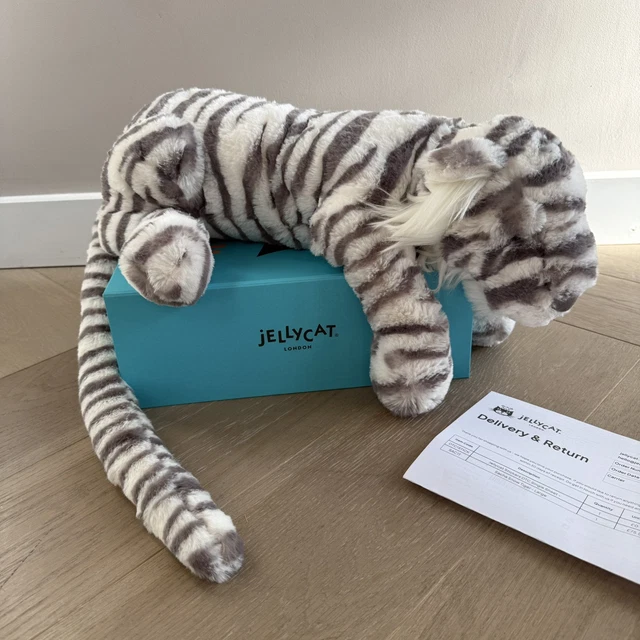 JELLYCAT LARGE SACHA Snow Tiger BNWT Receipt and Dust Bag Genuine £94. ...
