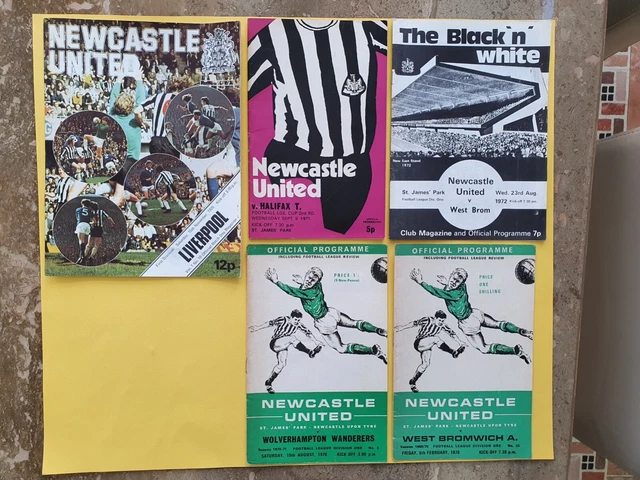 NEWCASTLE UNITED FOOTBALL Programmes 5 off, 1970's v Liverpool; Wolves ...