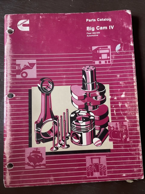 CUMMINS BIG CAM IV 285 300 Parts Catalog Book Guide Manual Shop Service ...