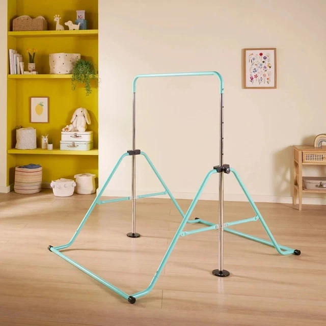 PLAY FACTORY GYMNASTIC Bar & Air Track Inflatable Gym Mat with Air Pump ...