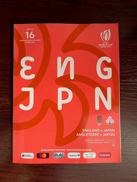 ENGLAND V JAPAN Programme . Rugby World Cup 2023. 17/09/2023 Mint ...