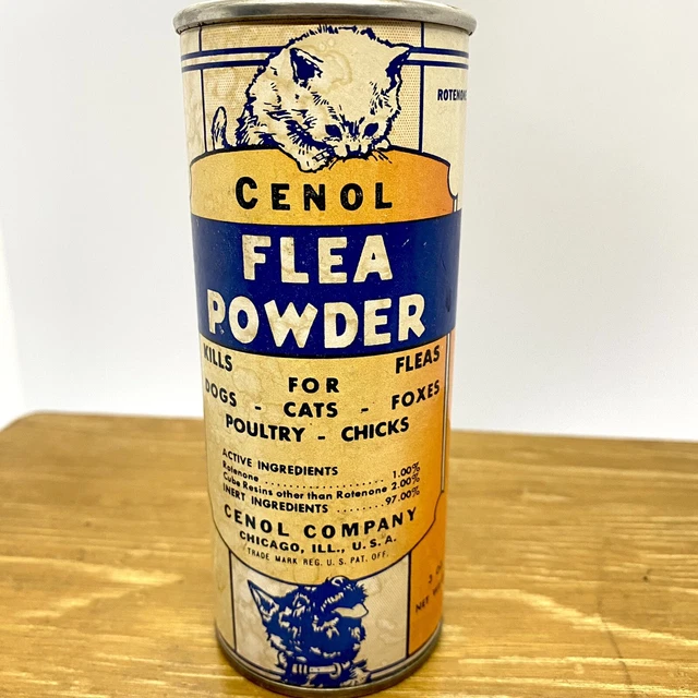 VINTAGE VETERINARIAN FLEA Powder Advertising Tin Cute Scotty Dog ...