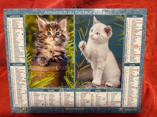 CALENDRIER ALMANACH LA Poste 2024 Animaux chatons chat EUR 12,00 ...