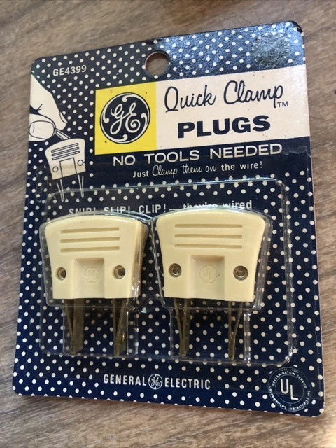VINTAGE NEW GE Quick Clamp Plugs 4399 Ivory Electrical NOS Repair 1960s ...