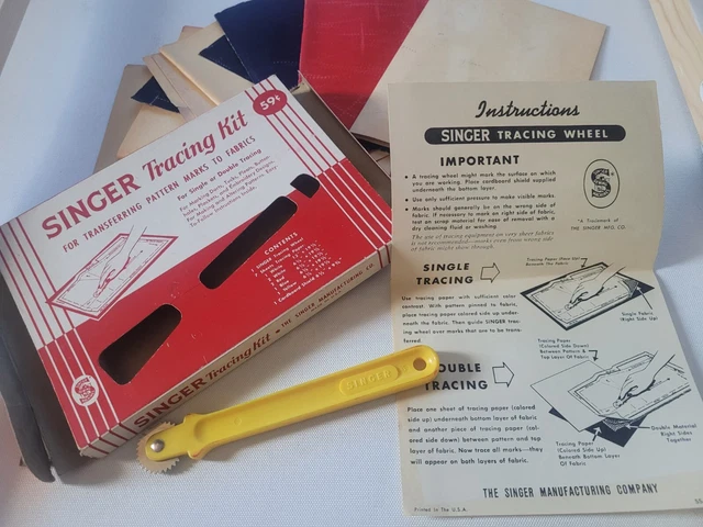 VINTAGE SINGER TRACING Kit Wheel Marker Pattern Sewing Tool With ...
