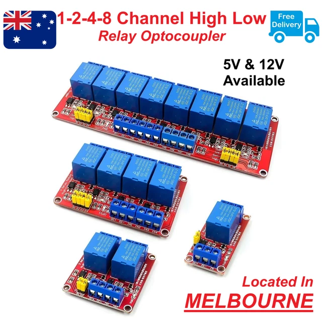 5V / 12V 1, 2, 4, 8 Channel Relay High Low Level Optocoupler Module for ...