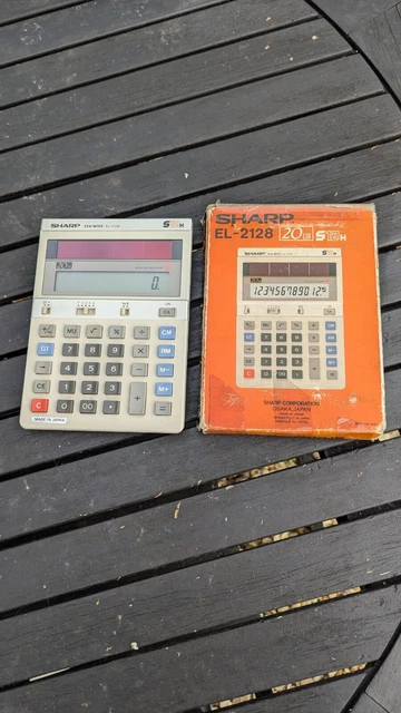 VINTAGE LARGE SHARP Elsi Mate El-2128 Solar Cell 20 Lux Calculator With ...