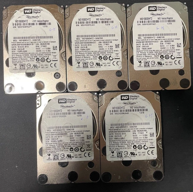 LOT DE 5 Western Digital WD VelociRaptor 1 To, 10000 RPM, 2.5 ...