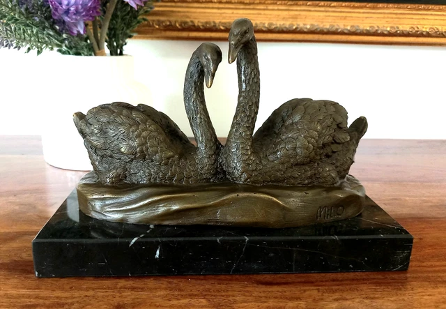 BRONZEFIGUR SCHWAN BRONZE Skulptur Figur Schwäne Vogel Statue Kunst Antik Stil EUR 129,00 ...