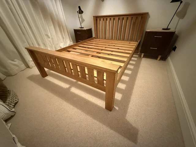 SOLID OAK DOUBLE Bed Frame £84.58 - PicClick UK