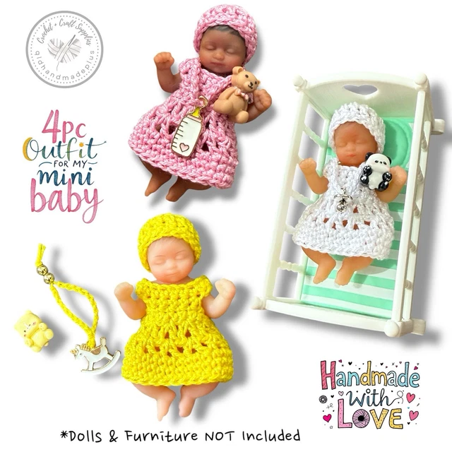 MY MINI BABY Clothes Crochet Baby Doll Dress Beanie Pacifier Charm Zuru ...