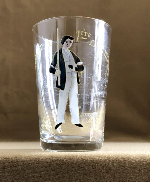 ANCIEN GOBELET EN verre émaillé SOUVENIR de 1ere COMMUNION vers 1900 no cristal EUR 30,00 ...