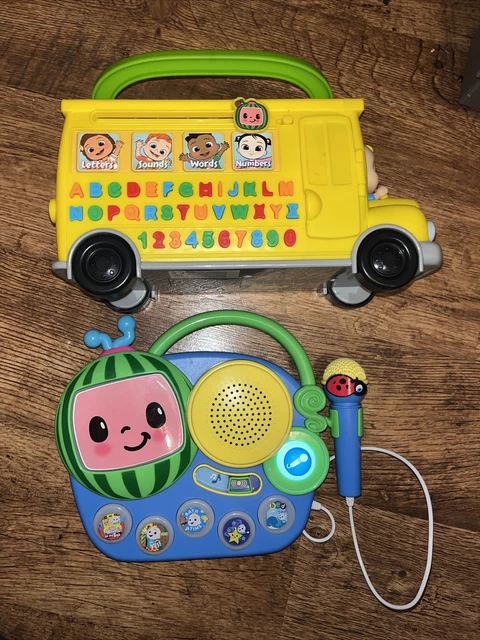 COCOMELON ALPHABET SCHOOL Bus Microphone Boom Box Sing Musical Figure ...