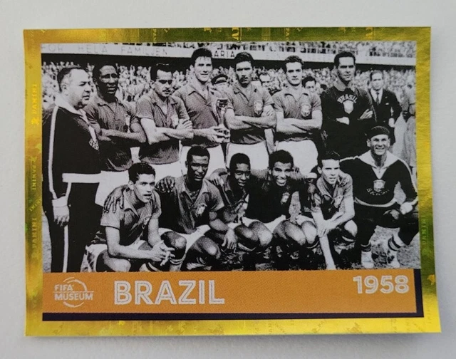 PANINI 2022 FIFA World Cup Stickers - Brazil 1958 Team Gold Foil RARE ...