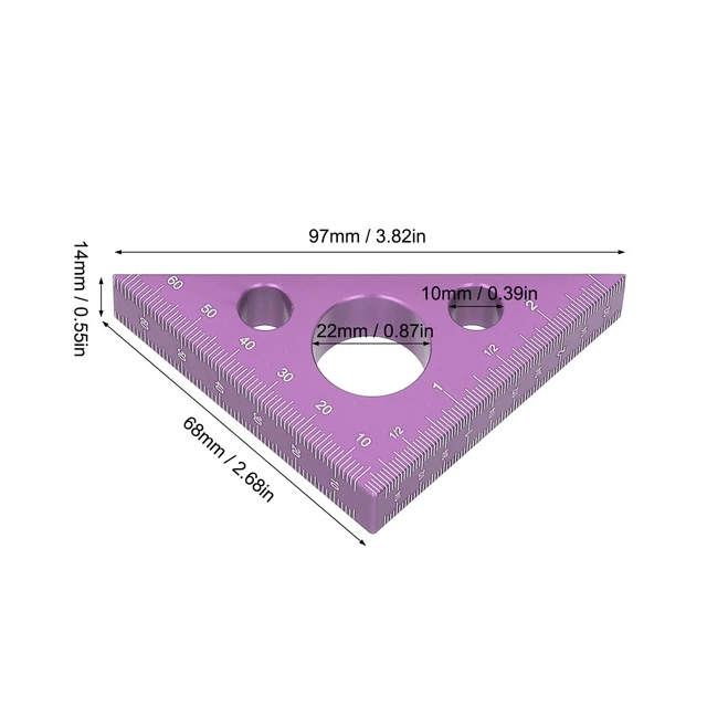 45 DEGREE ANGLE Ruler Right Angle Ruler Aluminum Alloy Thick 3in High ...