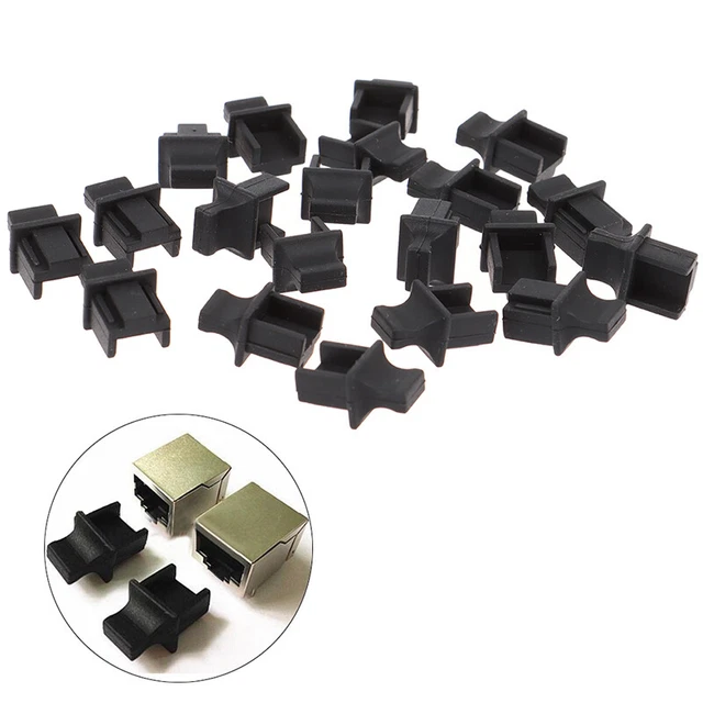 20PIECES RJ45 Network Port Protective Rubber Cover Network Connector ...