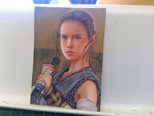 CARTE CROQUIS DESSIN Originale Rey Padmé Amidala Star Wars Faite Main ...