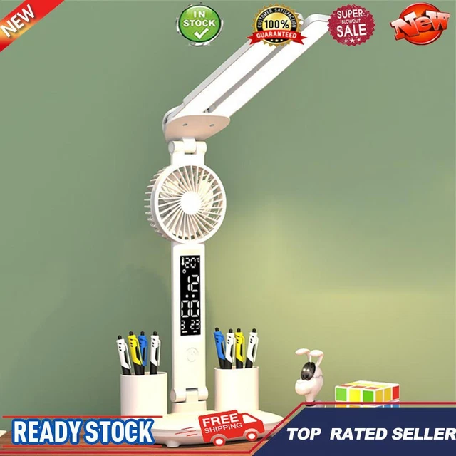 TABLE LIGHT WITH Fan Calendar Clock Display Touch Control for Student ...