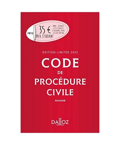 CODE DE PROCÉDURE civile 2022 annoté. Édition limitée - 113e ed., Callé, Pi EUR 21,58 - PicClick FR