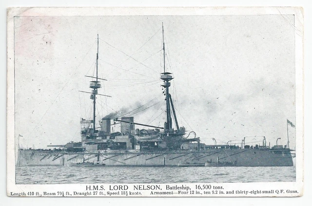 HMS LORD NELSON Lord Nelson class Battleship Royal Navy PC 1909 $12.52 ...