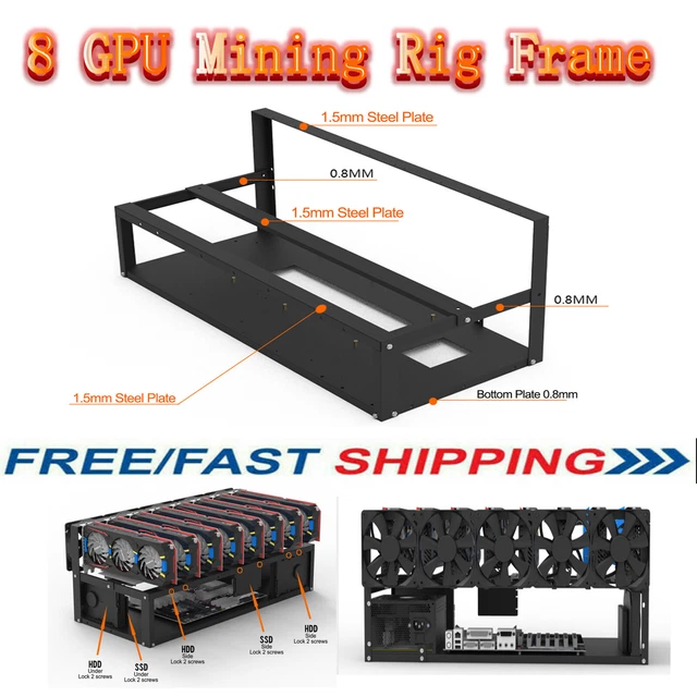 8 GPU MINING Rig Open Air Frame Miner Rack For Coin Mining $28.79 ...