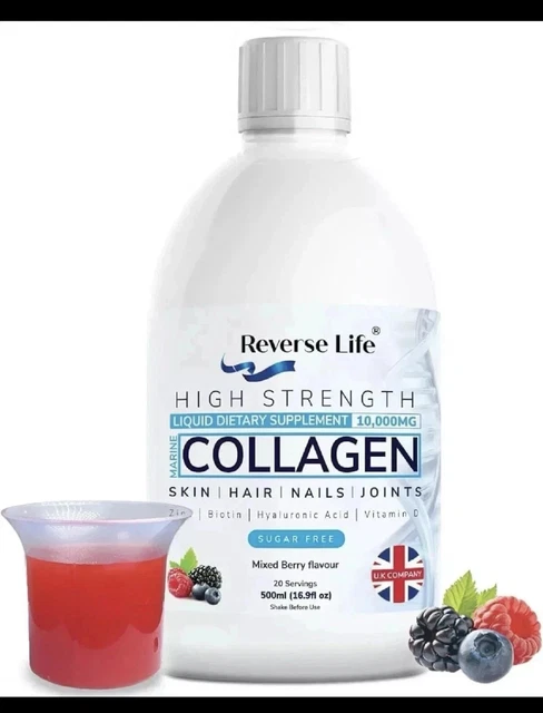 REVERSE LIFE MARINE Collagen Liquid Supplement Drink High-Strength 10 ...