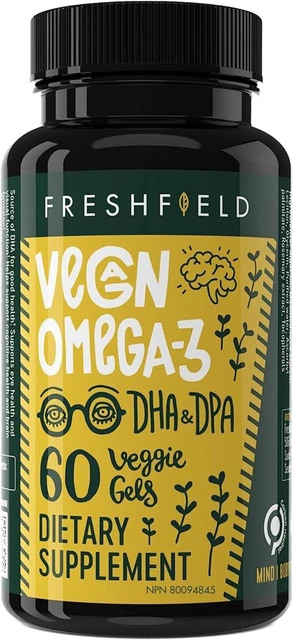 FRESHFIELD VEGAN OMEGA 3 DHA & DPA Supplement: Premium Algae Oil, 2 ...