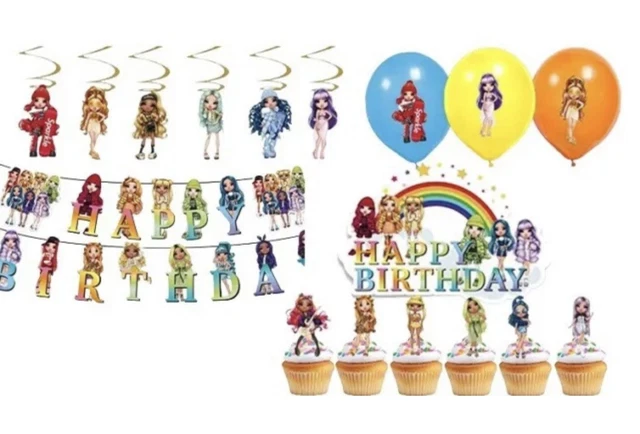 RAINBOW HIGH DOLL Party Pack Birthday Supplies Balloons, Banner ...