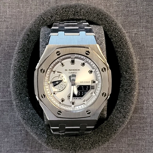 G-SHOCK CASIOAK MOD Kit [qp] all silver, GA 2100 CASIO GA-2100FF-8AER ...