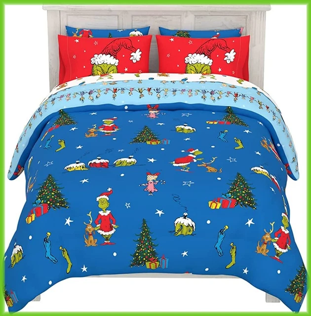 NEW DR SEUSS The Grinch Merry Grinchmas Naughty Full Sheet Comforter 7 ...
