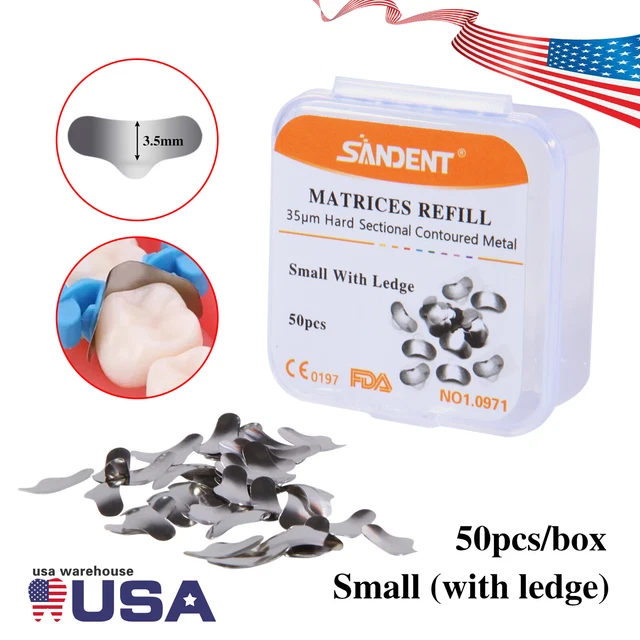 50* DENTAL METAL Matrices Sectional Contoured Matrix Refill Bands Small ...