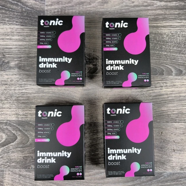 4 X TONIC Health Immunity Drink Boost Elderberry & Blackcurrant 40 ...