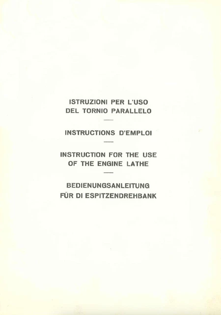 AL PIN 160-180 tornio Manuale uso e manutenzione Alpin EUR 25,00 ...