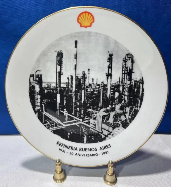 VINTAGE ARGENTINA SHELL Oil Company Plate 50Th Anniversary Buenos Aires ...