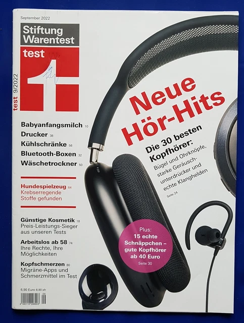 ZEITSCHRIFT TEST HEFT 9/2022 der Stiftung Warentest in neuwertigem ...