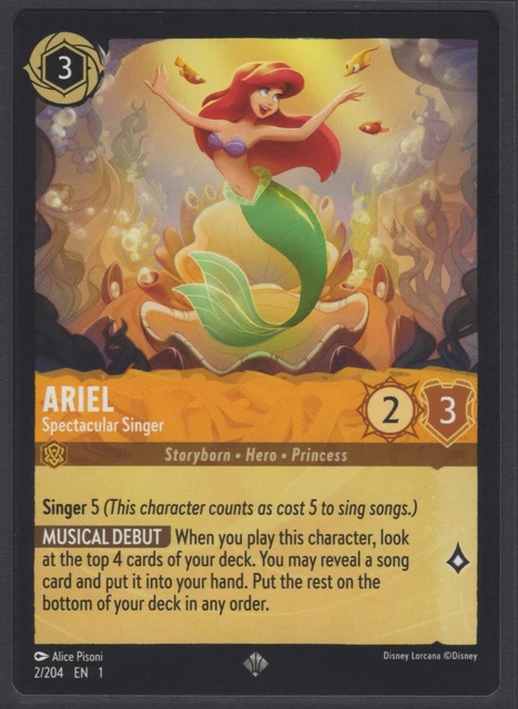 DISNEY LORCANA TCG Ariel Spectacular Singer 2/204 Super Rare Non Foil £ ...