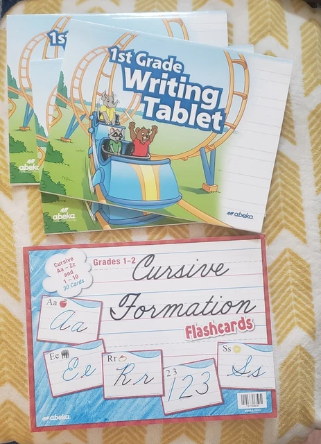 ABEKA 1ST 2ND Grade Cursive Formation Flashcards and 3 Writing Tablets ...