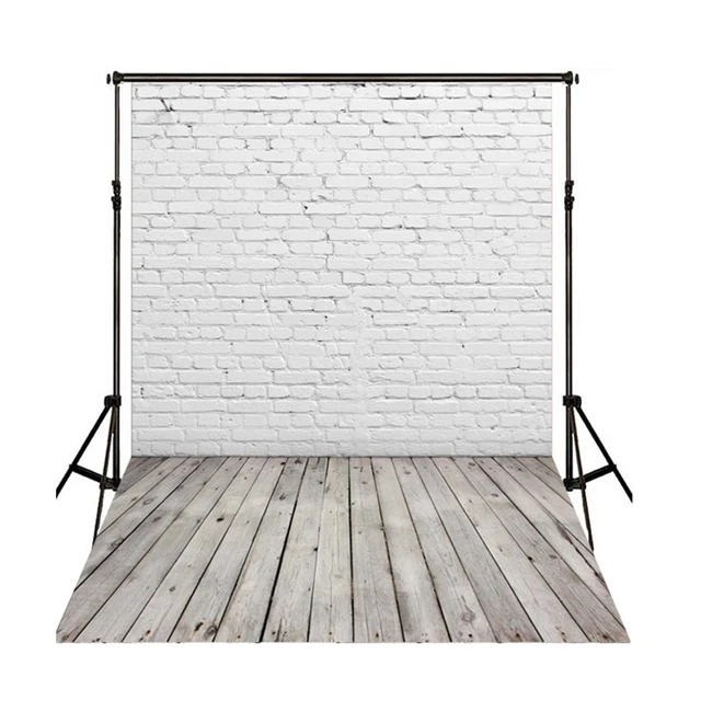 1.6X2.3YD WHITE BRICK Wall With Wooden Floor Photography Backdrop Vinyl ...